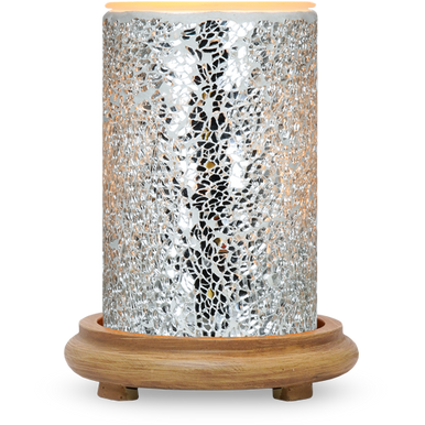 Silver Crackle Simmering Light with Wood Grain Base - Pink Zebra Home