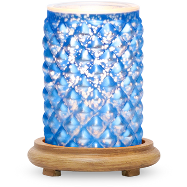 Blue Topaz Simmering Light with Wood Grain Base - Pink Zebra Home