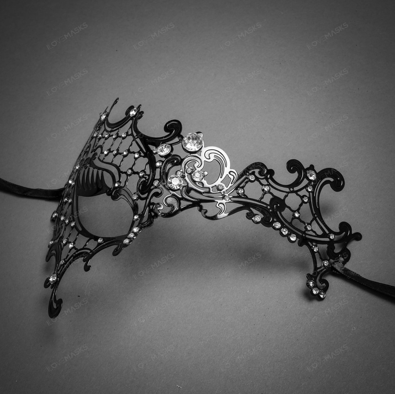 Phantom Of Opera Venetian Laser Cut Masquerade Mask With Rhinestones