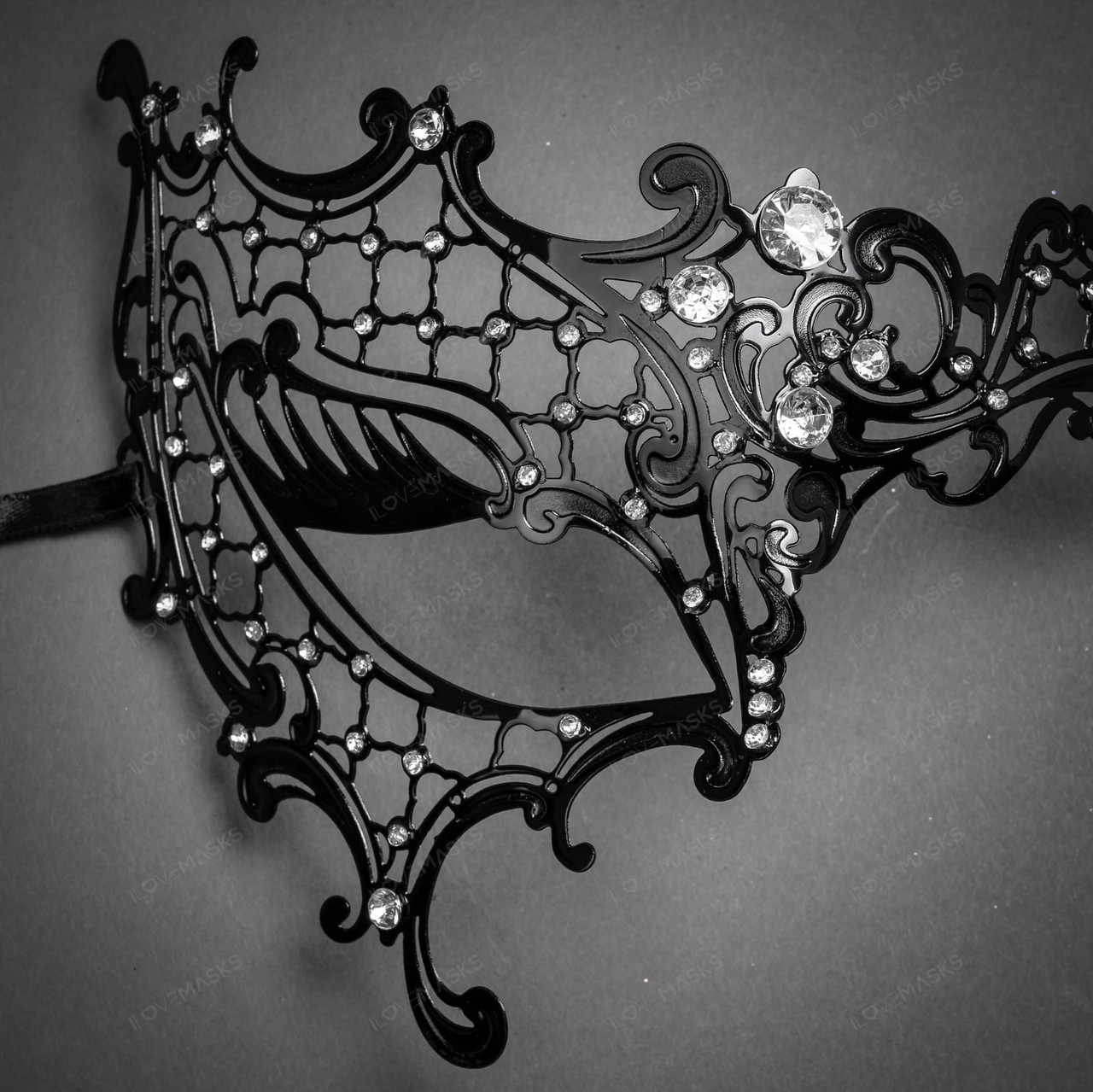 Phantom Of Opera Venetian Laser Cut Masquerade Mask With Rhinestones
