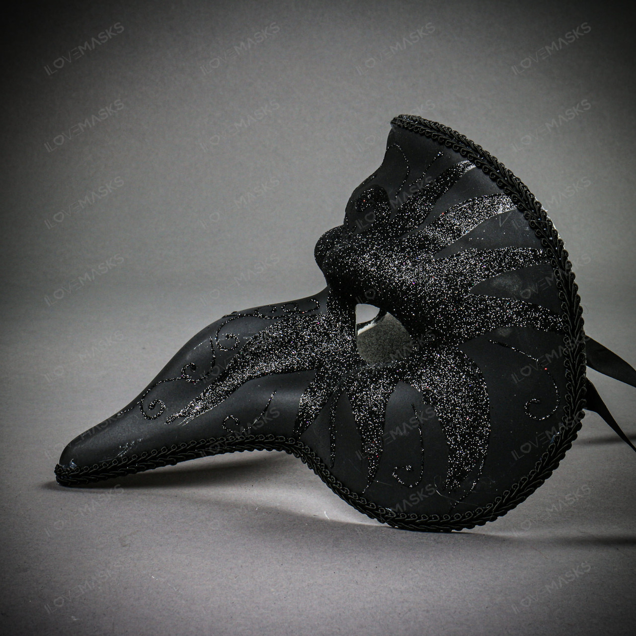Long Nose Swan Venetian Masquerade Mask-Black