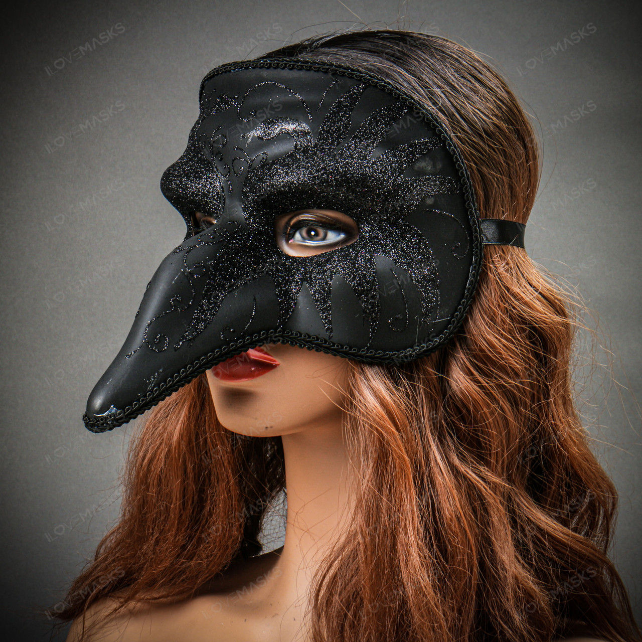 Long Nose Swan Venetian Masquerade Mask-Black