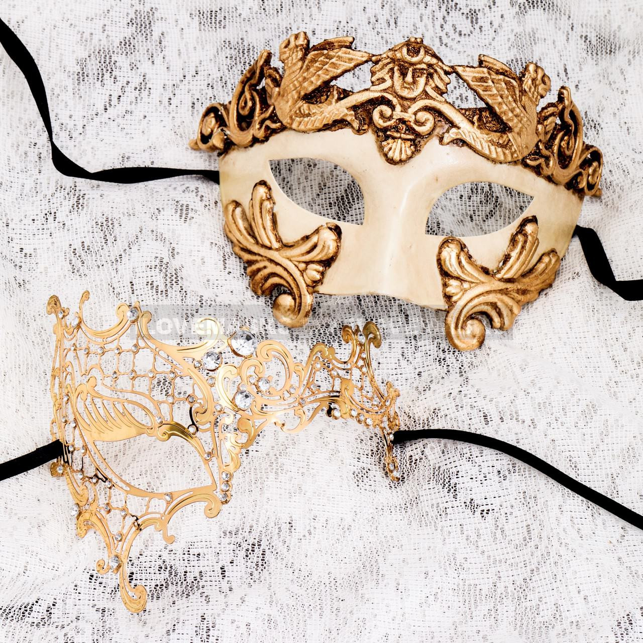 White Gold Full Face Roman and Gold Silver Phantom Masquerade Mask for ...