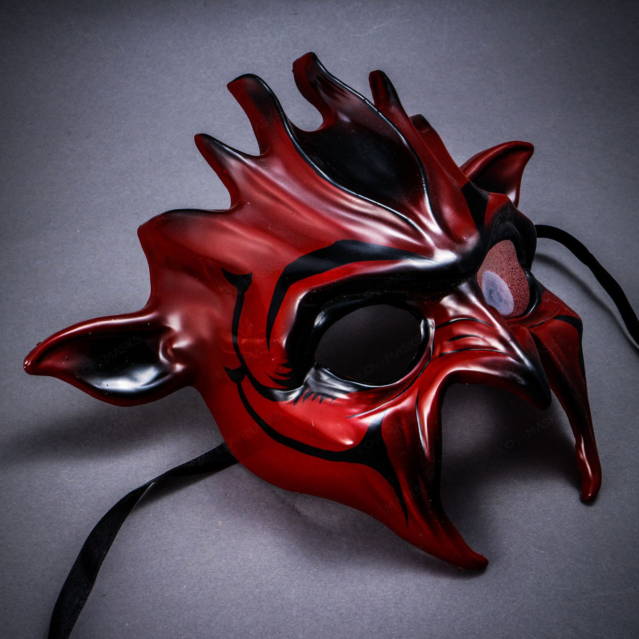 Fire Flame Demon Masquerade Mask - Red Black