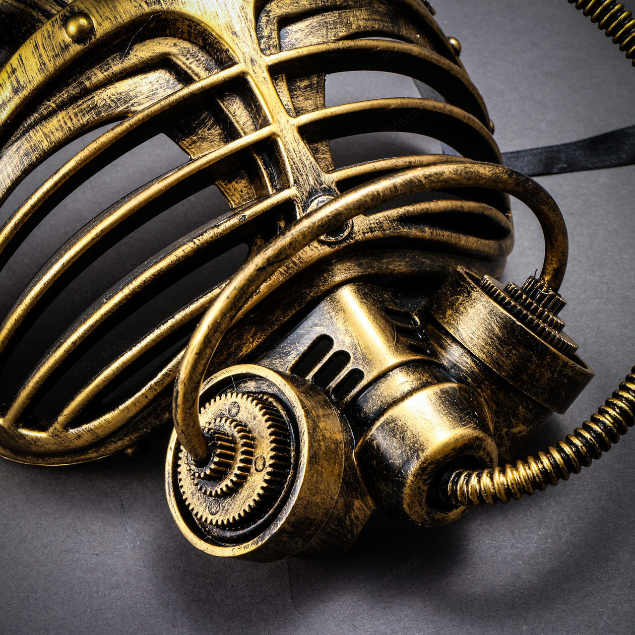 Steampunk Burning Man Gas Masquerade Mask - Black Gold