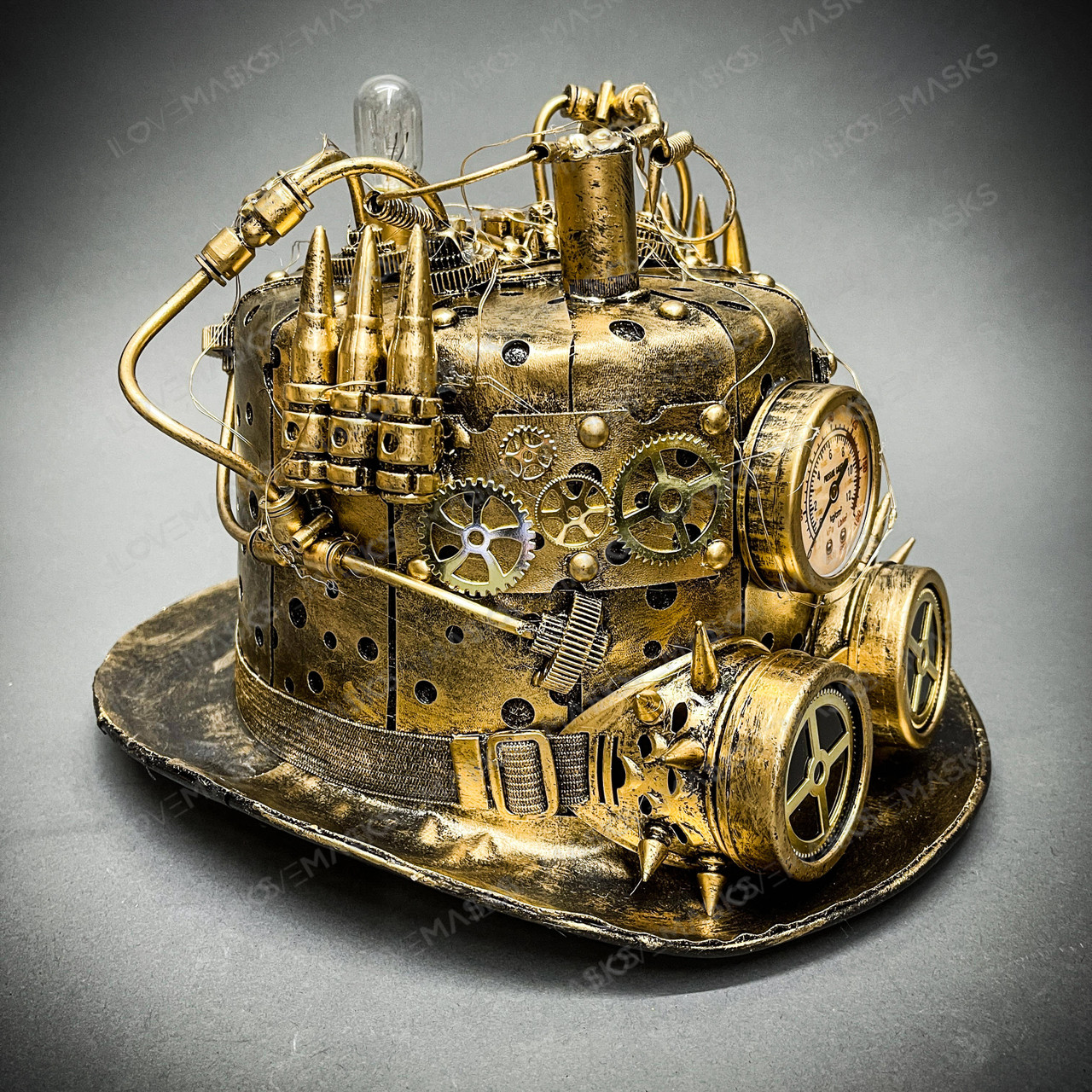 Steampunk Mad Scienist Time Traveler Top Hat - Antique Gold