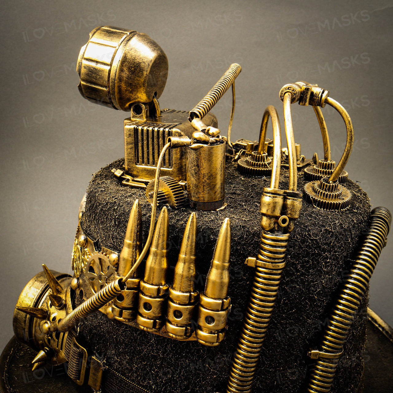 Steampunk Mad Scienist Time Traveler Top Hat with Light - Antique Gold