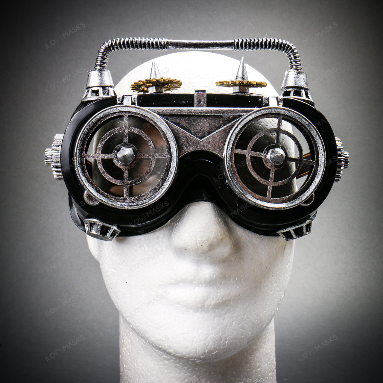 Steampunk Goggles Eye Mask Costume with Spike Gears & Flip Up Glasses ...