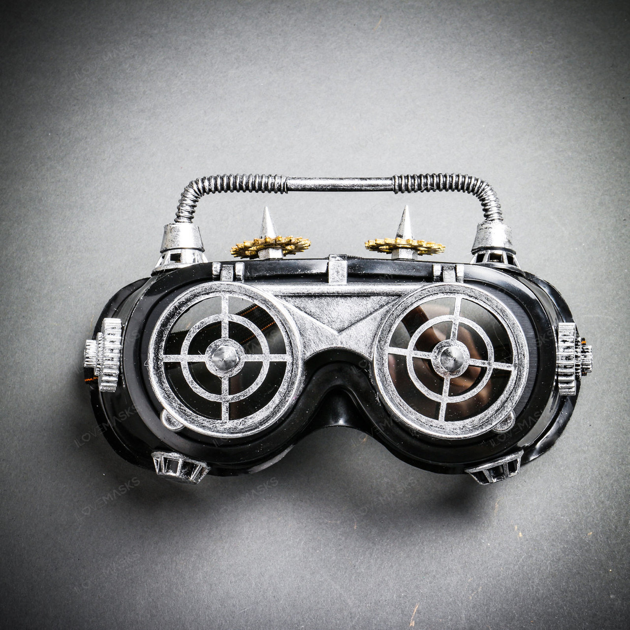Steampunk Goggles Eye Mask Costume with Spike Gears & Flip Up Glasses ...