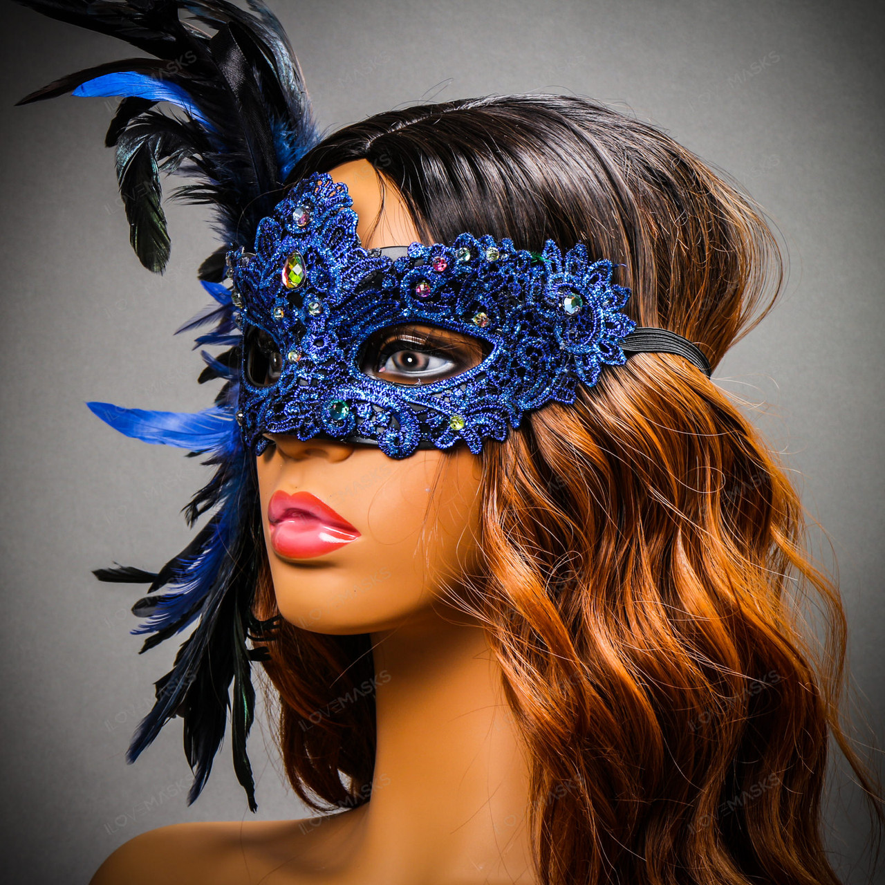 Luxury Venice Women Carnival Masquerade Venetian Mask with side Feather ...
