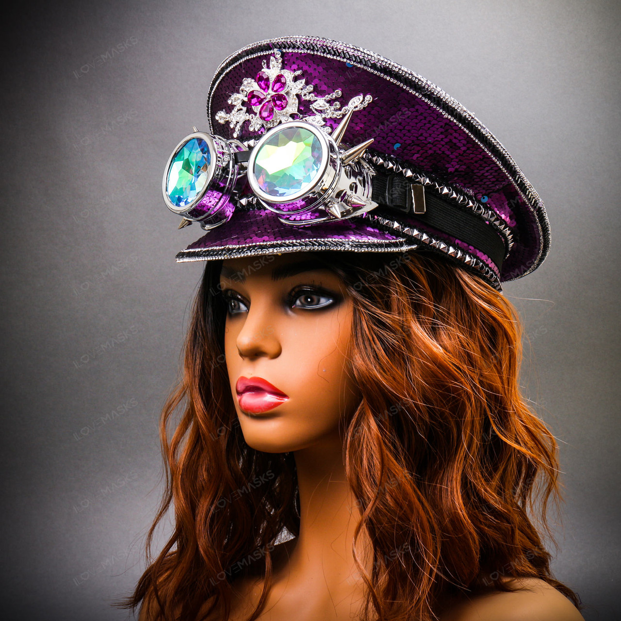 Steampunk Burning Man Festival Kaleidoscope Goggles Captain Hat Party ...