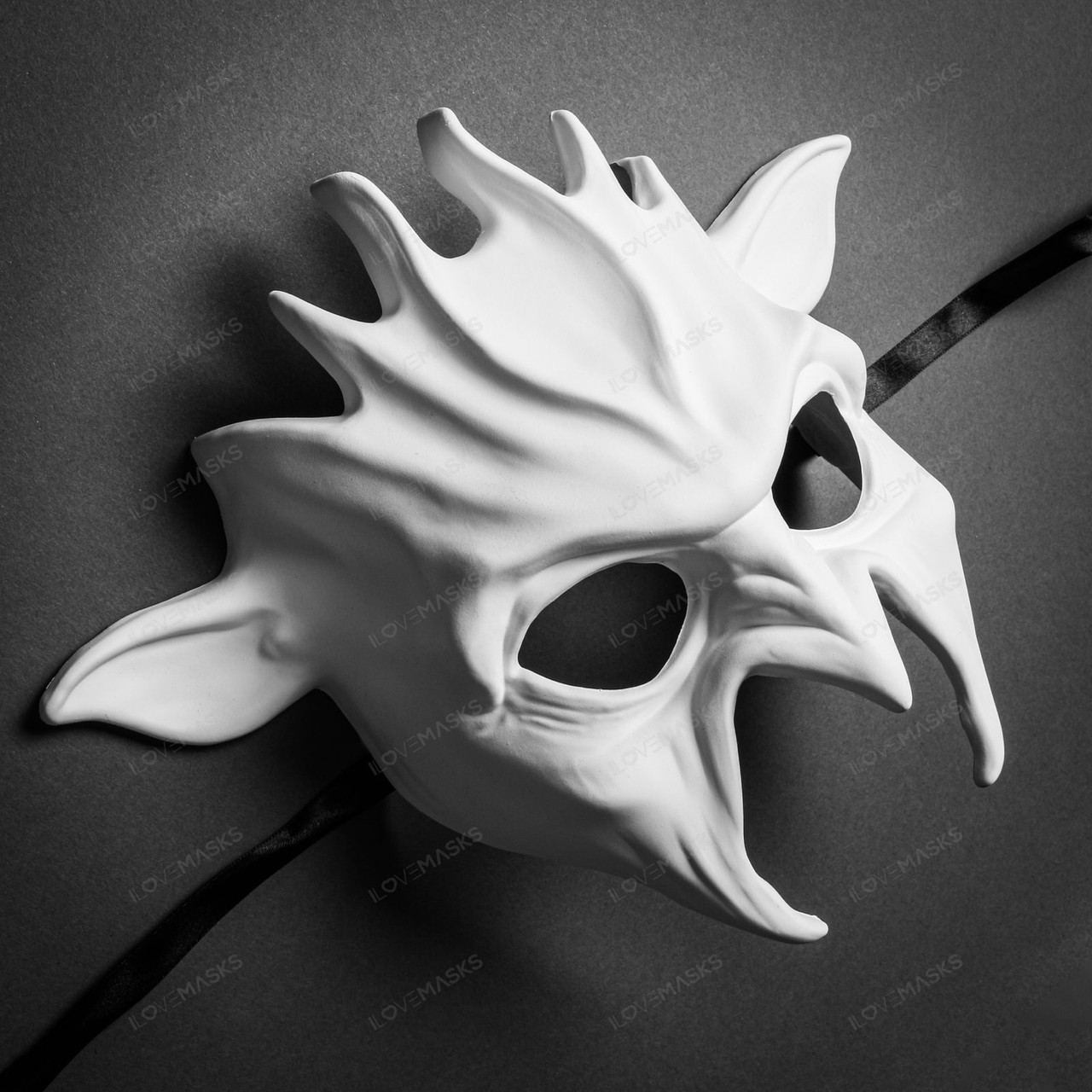 Fire Flame Demon Masquerade Full Face Mask - White