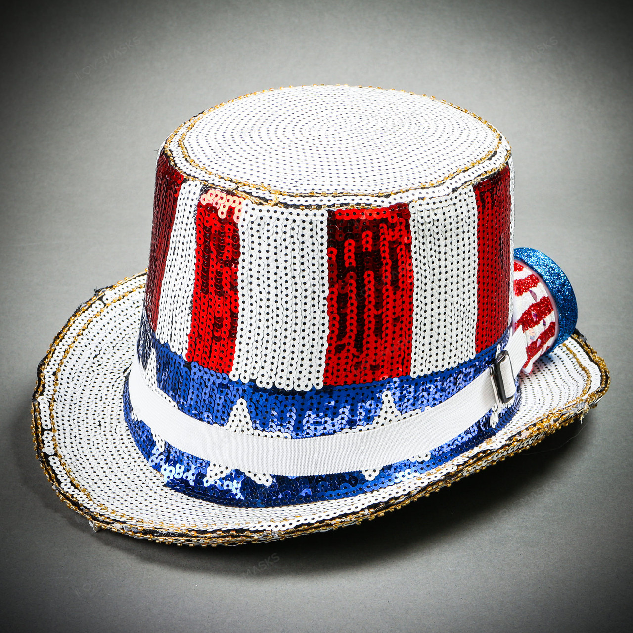 Steampunk Burning Man Uncle Sam Hat with USA Glitter Kaleidoscope 3D ...