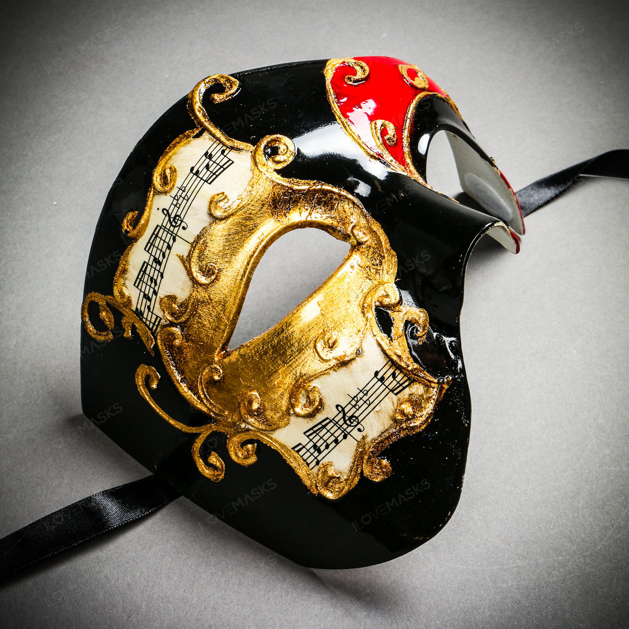 Phantom Of Opera Musical Masquerade Venetian Men Full Mask Black Red