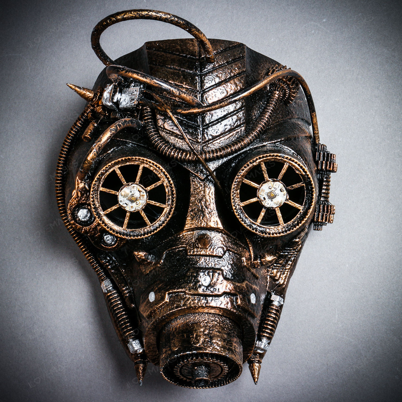 Goggle and Gas Mask Steampunk Half Face Mask - Gold