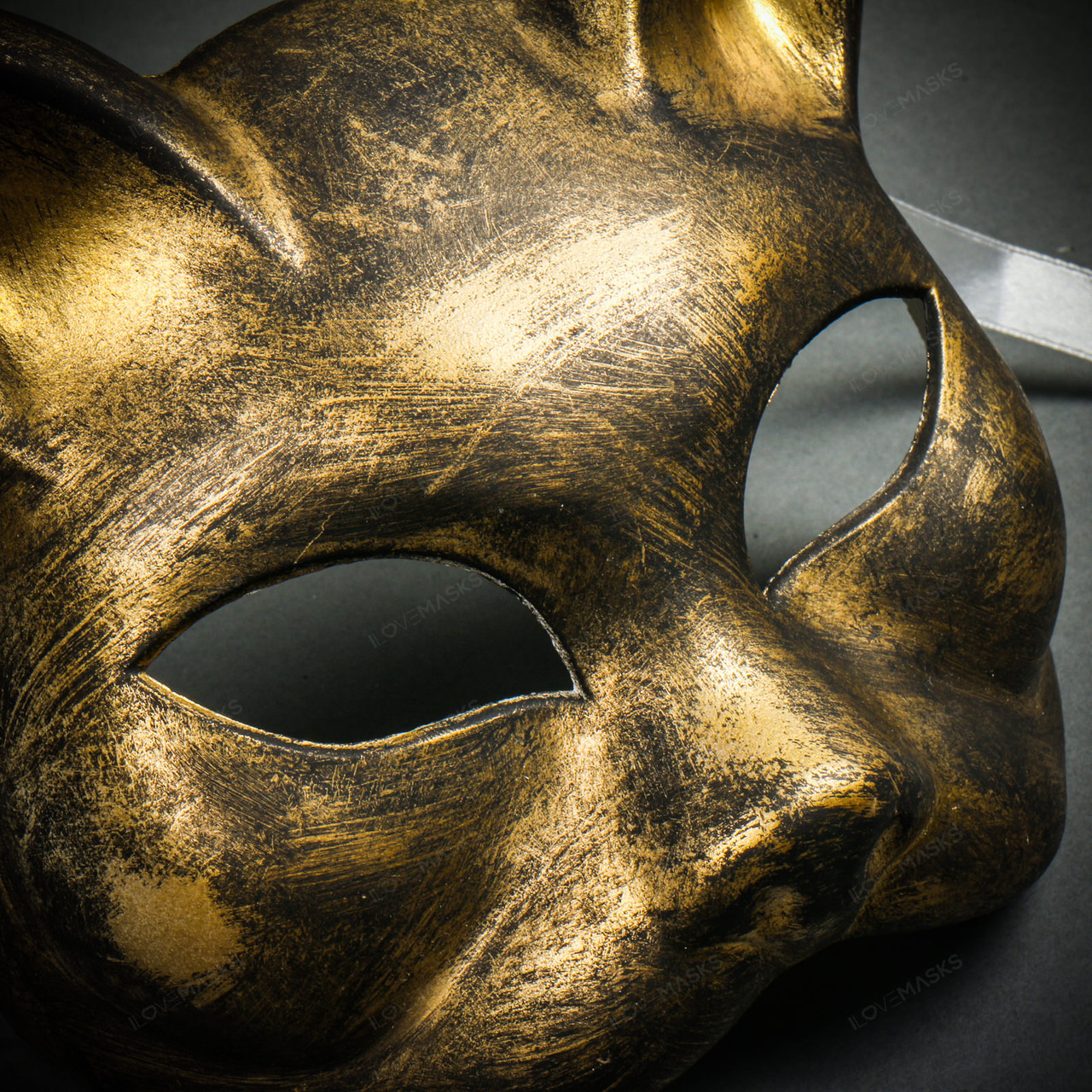 Venetian Gatto Cat Masquerade Mask - Black Gold