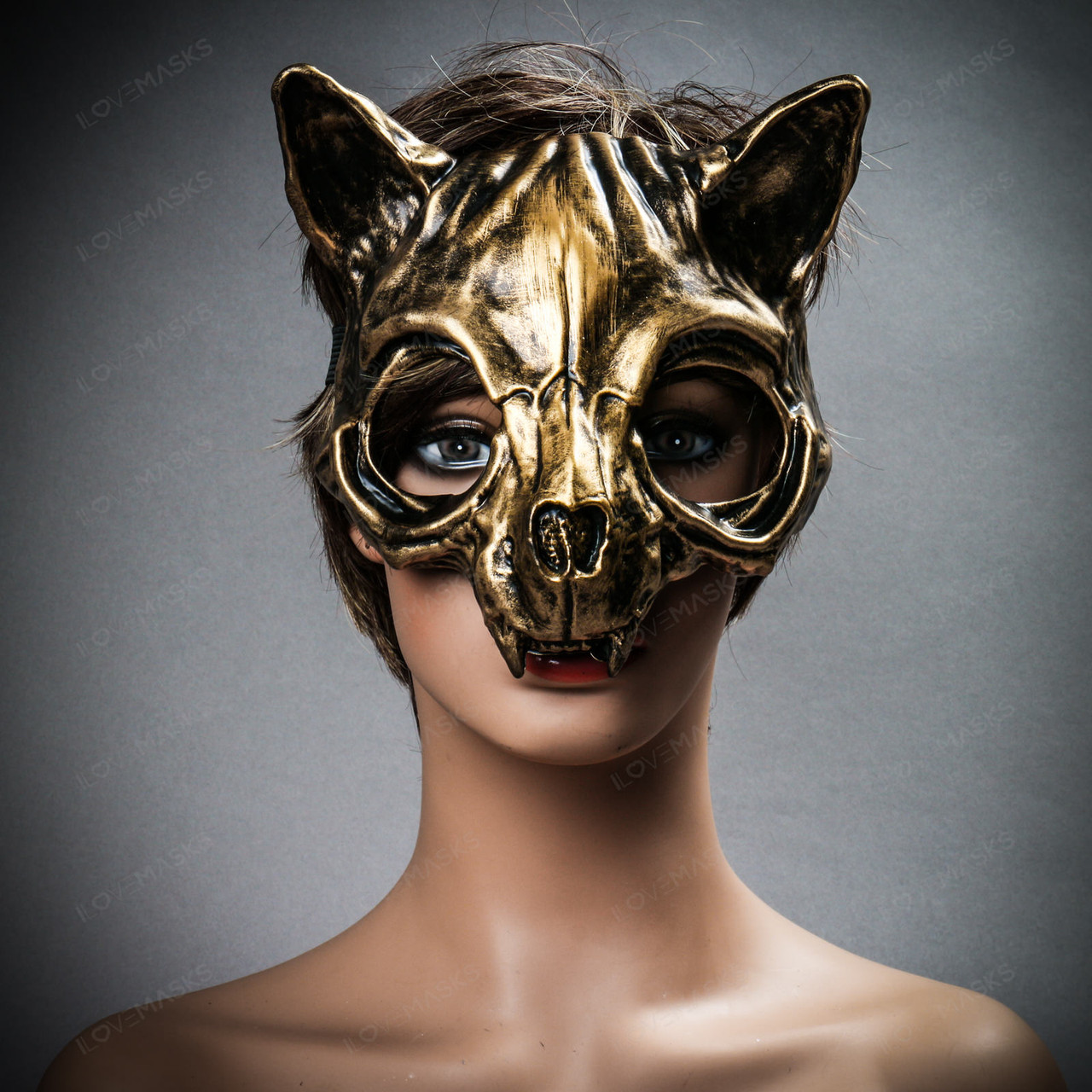Black Gold Halloween Masquerade Vampire Skull Mask