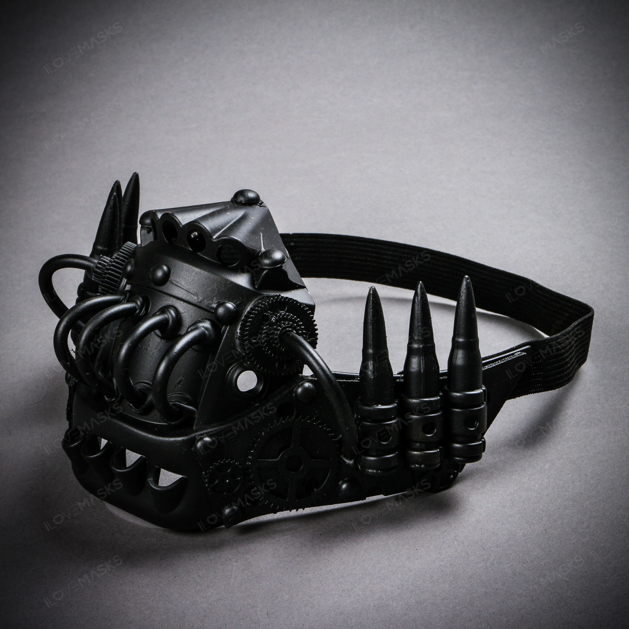 Steampunk Half Lower Jaw Mask - Black - ILOVEMASKS.COM