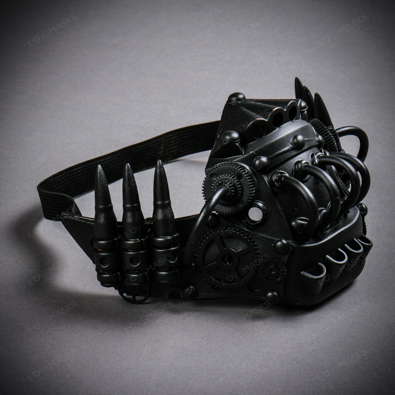 Steampunk Half Lower Jaw Mask - Black - ILOVEMASKS.COM