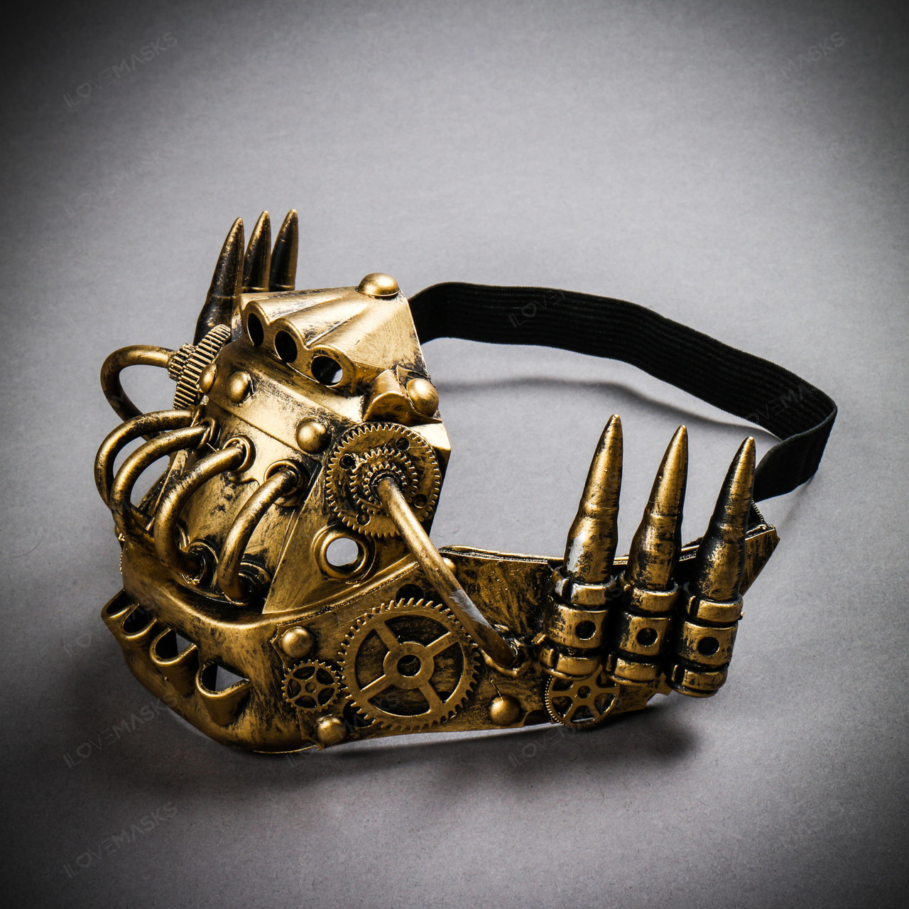 Steampunk Half Lower Jaw Mask - Gold - ILOVEMASKS.COM