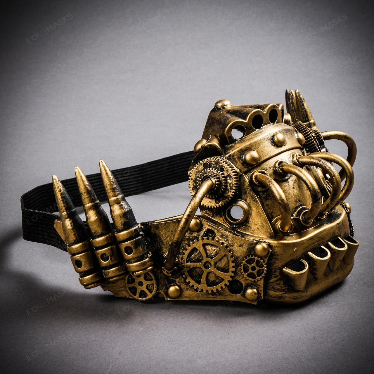 Steampunk Half Lower Jaw Mask - Gold - ILOVEMASKS.COM