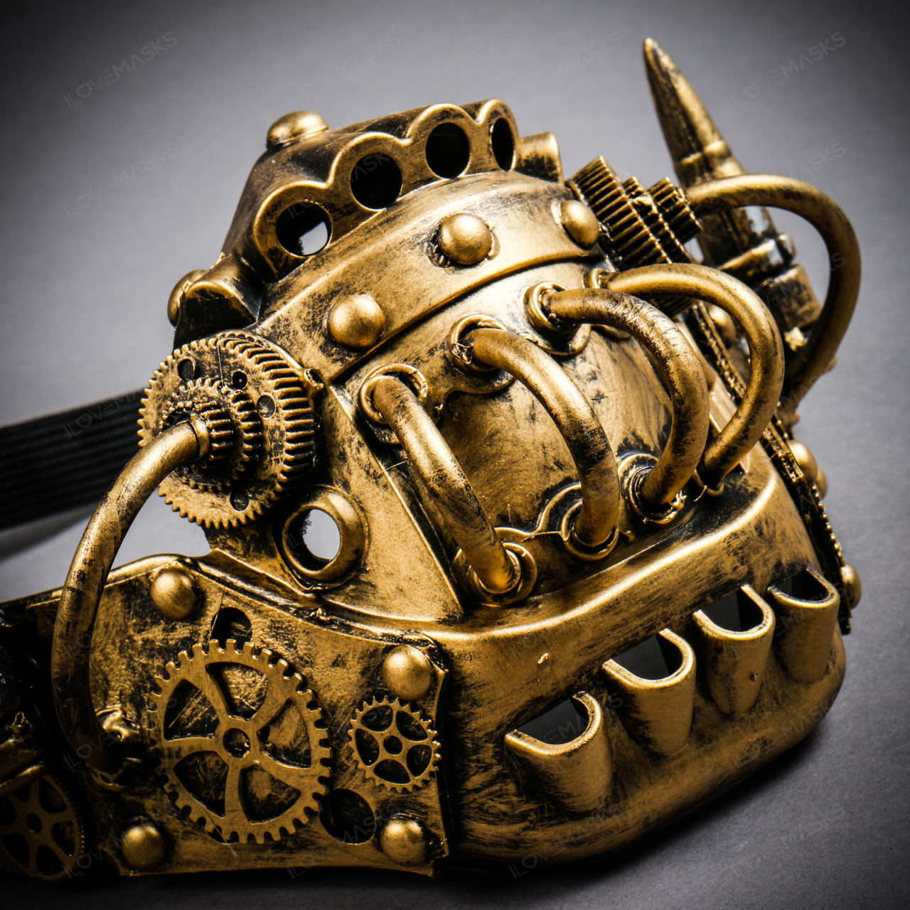 Steampunk Half Lower Jaw Mask - Gold - ILOVEMASKS.COM