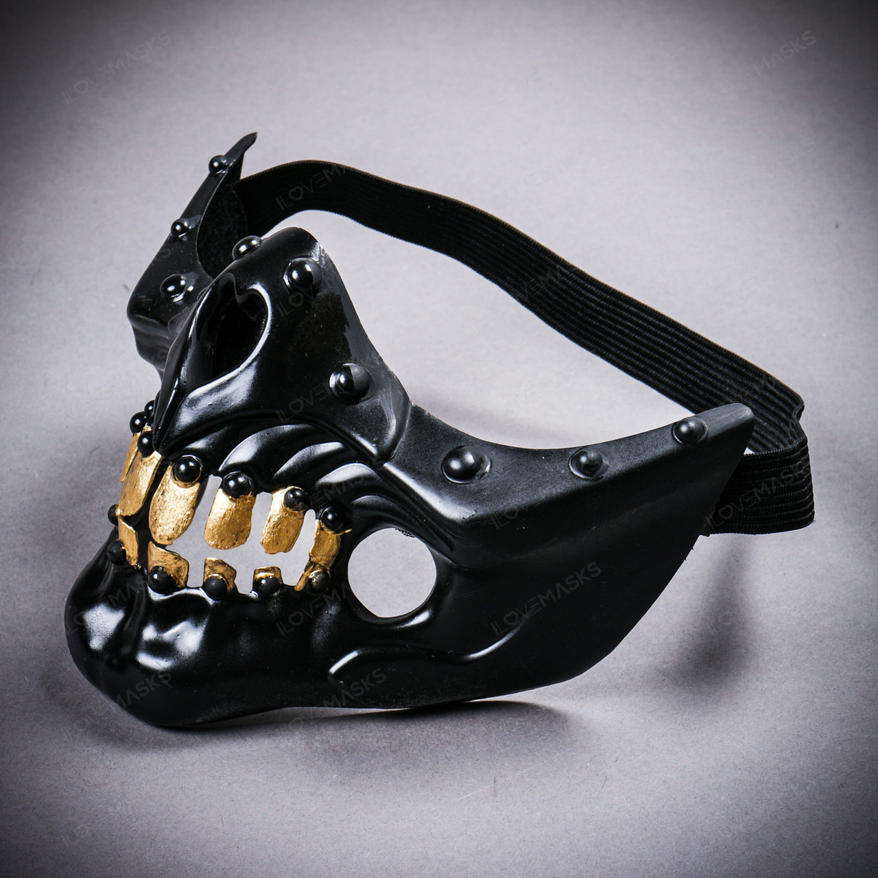 Steampunk Skull Jaw with Face Mask - Black - ILOVEMASKS.COM