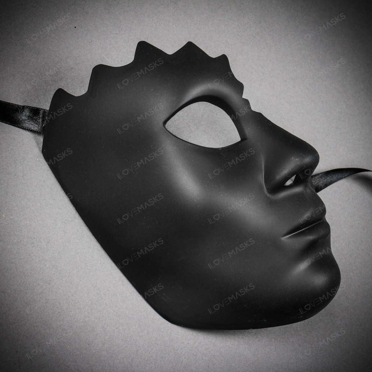 Unpainted Half Face Cracked Phantom Masquerade Mask - Black ...