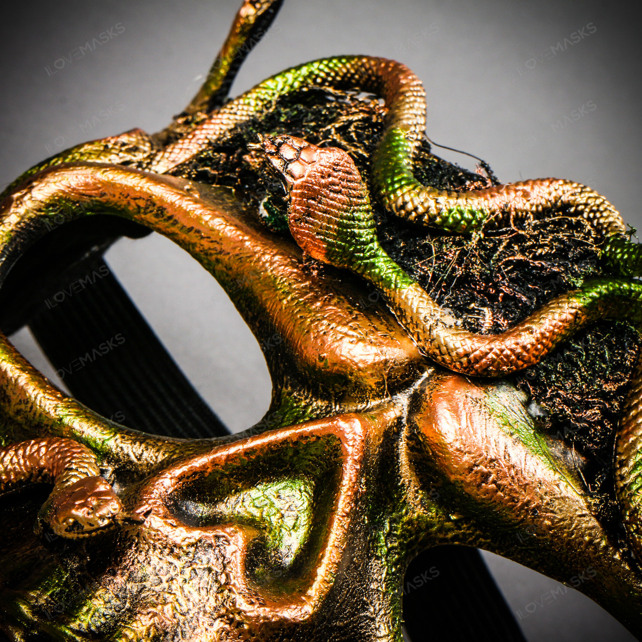Pirate Wired Death Skull Woodland Medusa Snake Masquerade Mask - Gold