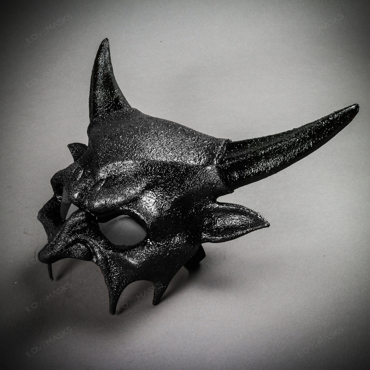 Demon Sharp Horn Devil Masquerade Mask - Popcorn Black - ILOVEMASKS.COM