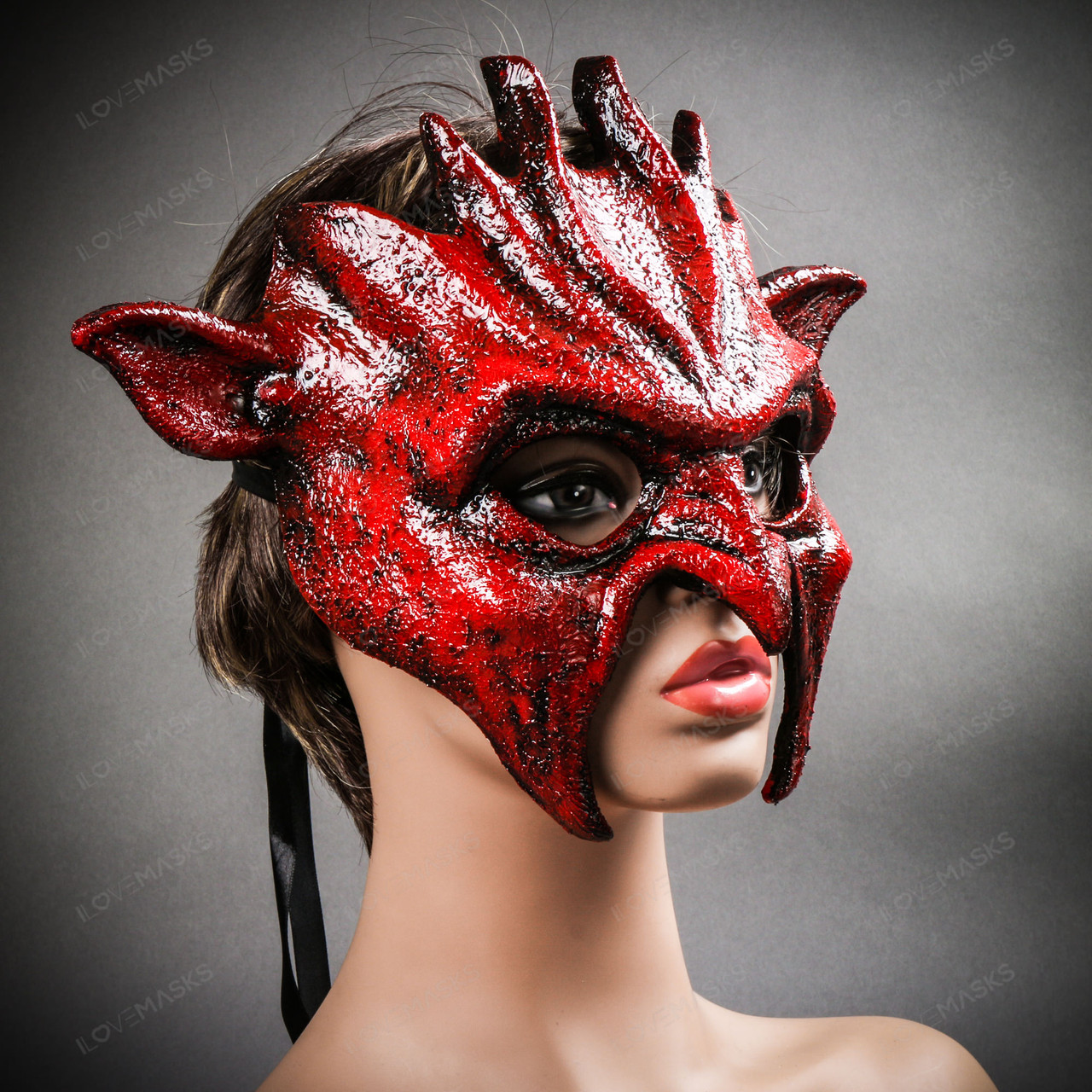 Fire Flame Demon Masquerade Mask - Bloody Red - ILOVEMASKS.COM