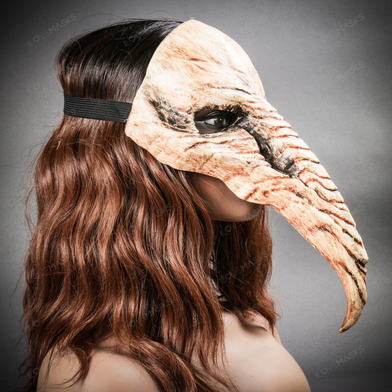 Plague Doctor Realstic Raven Skull Curved Long Nose Mask - Bone ...