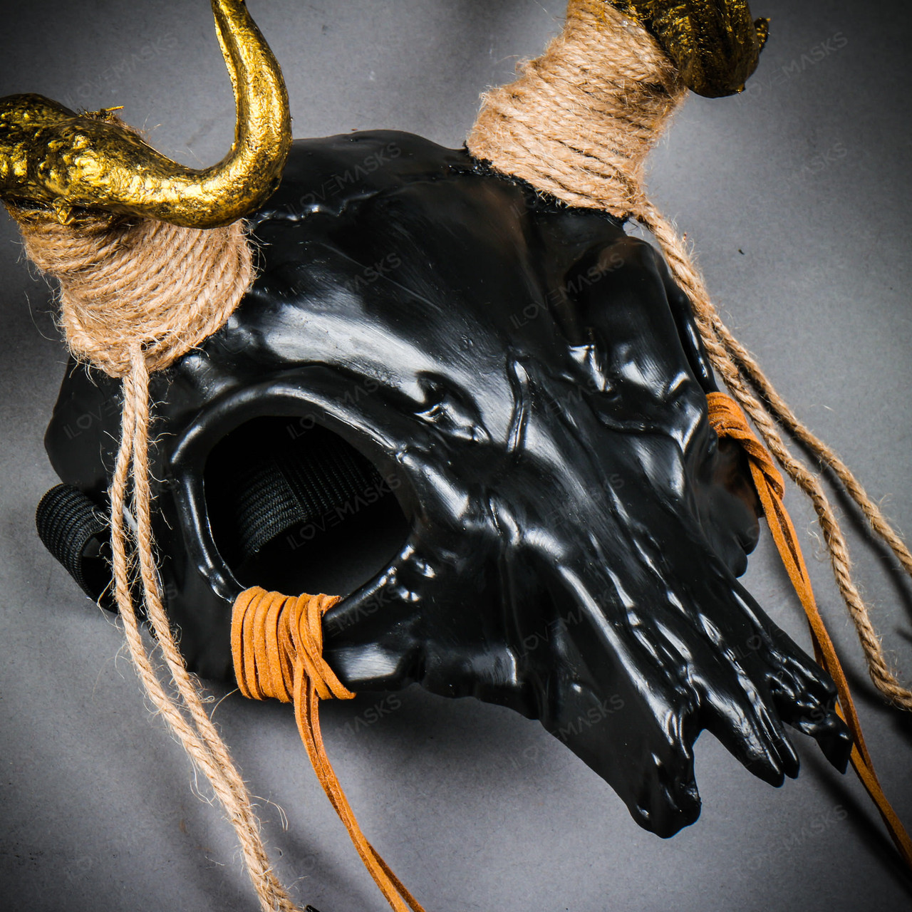 Antelope Devil Gold Deer Horn Skull Ghost Masquerade Mask - Black ...