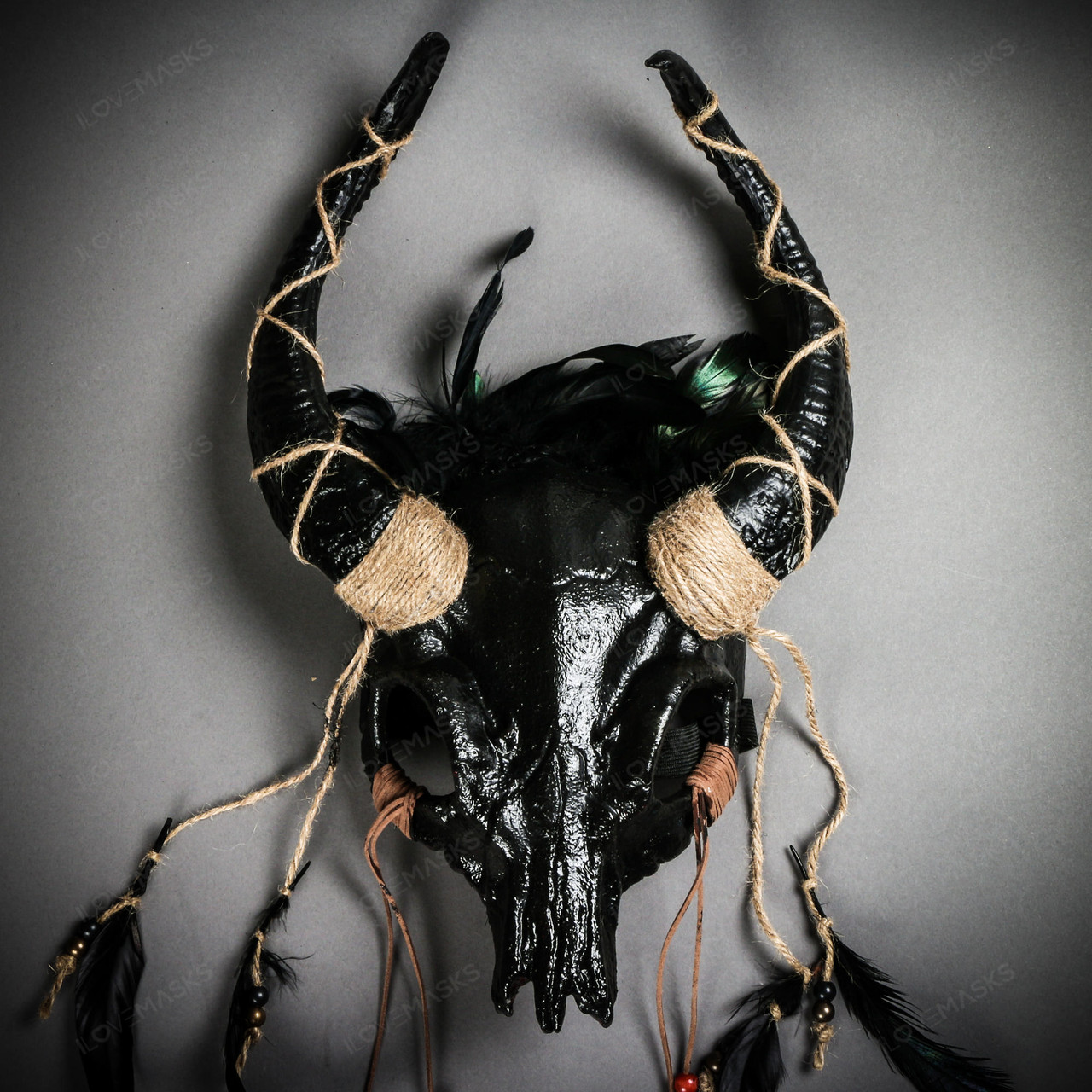Antelope Devil OX Horns Animal Skull Ghost Masquerade Mask - Black