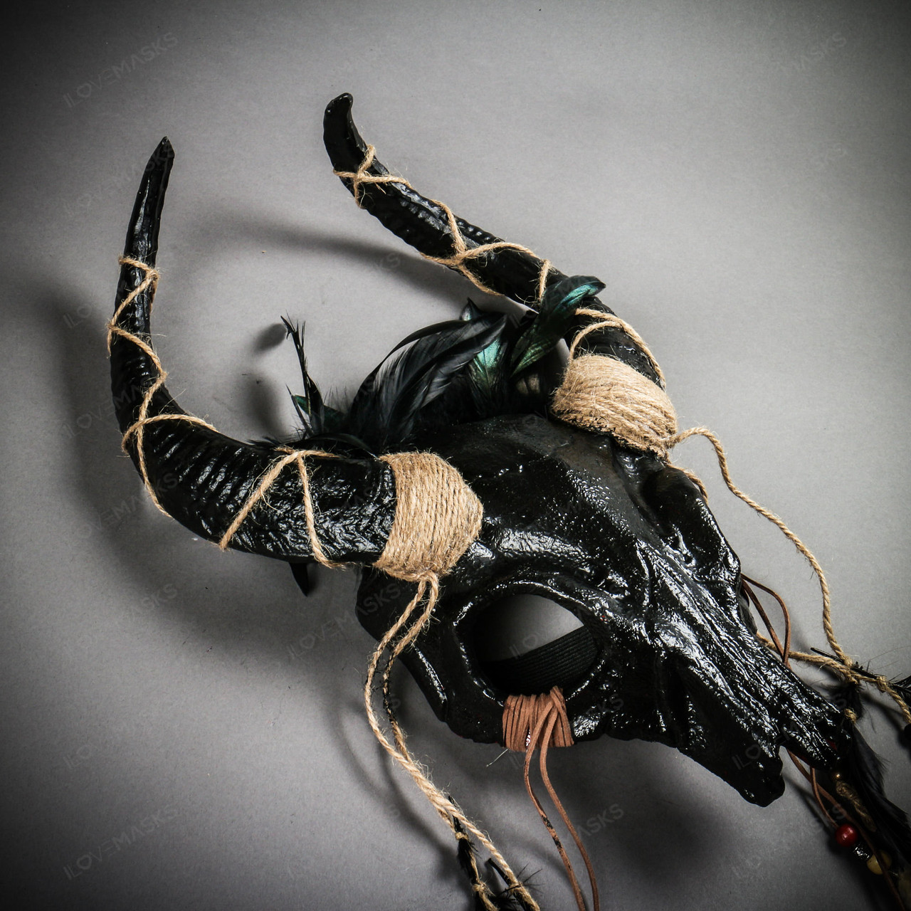 Antelope Devil OX Horns Animal Skull Ghost Masquerade Mask - Black