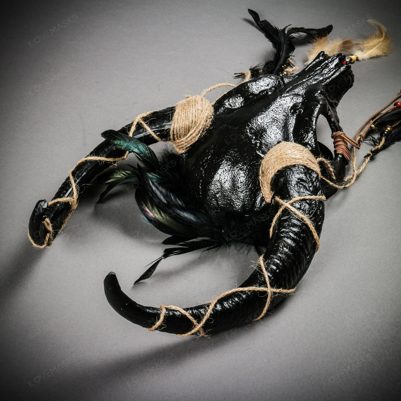 Antelope Devil OX Horns Animal Skull Ghost Masquerade Mask - Black
