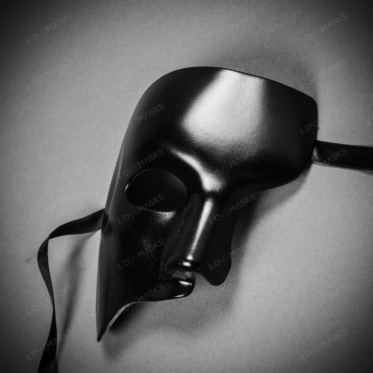 Classic Phantom of the Opera Half Face Mask - Black