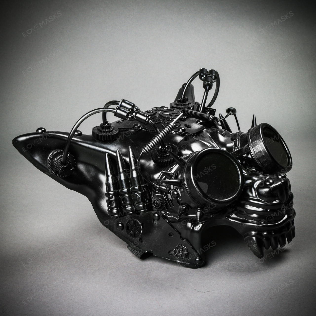 Angry Wolf Steampunk Robotic Goggles Masquerade Mask - Black ...