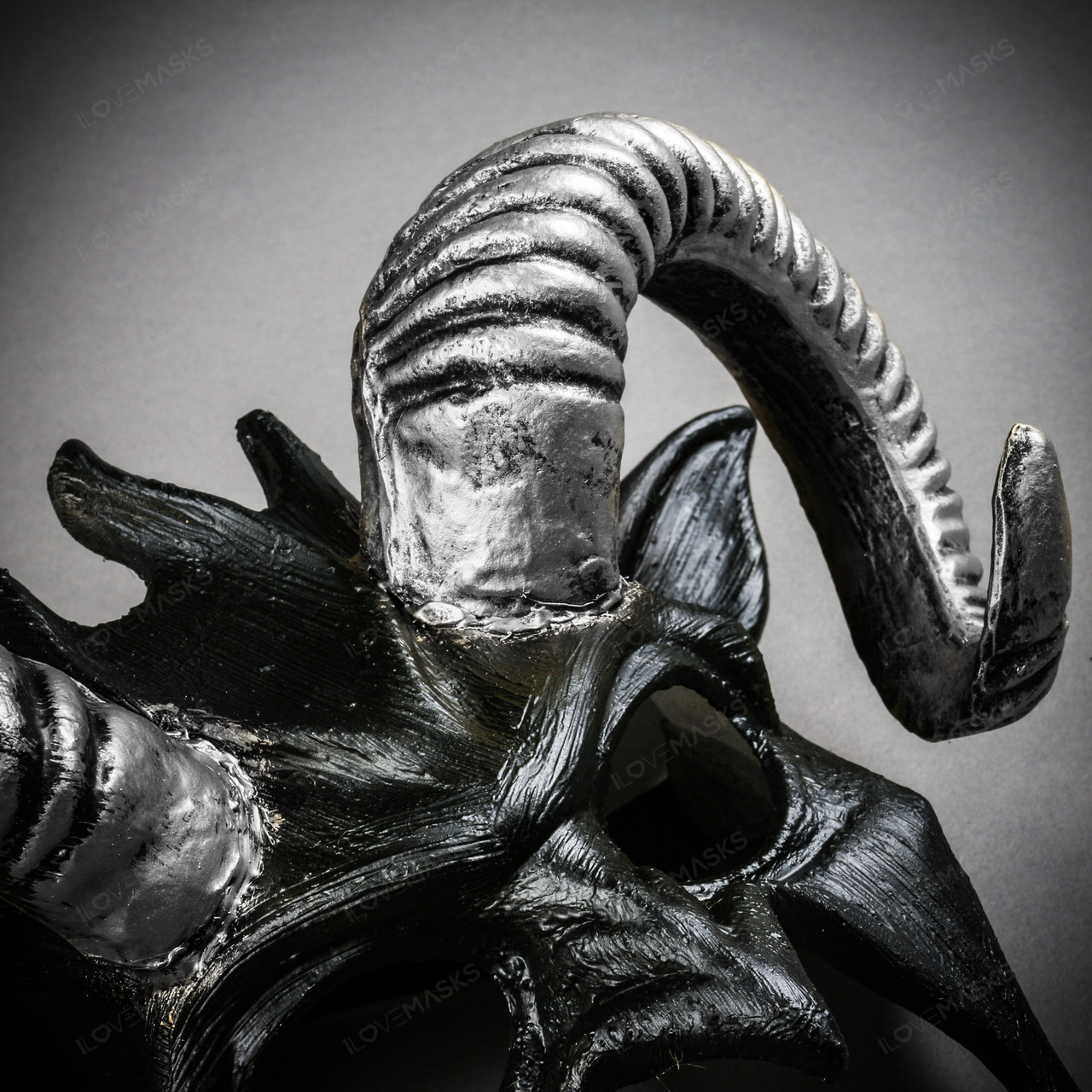 Demon Devil Satan with Silver Horns Masquerade Mask - Black ...