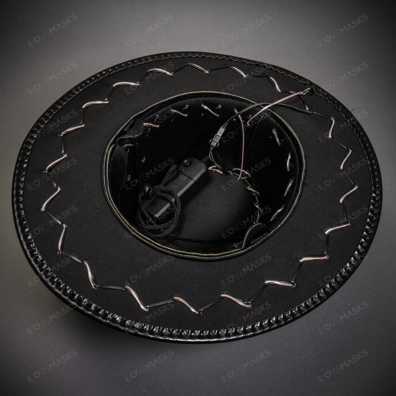 Cowboy Neon Light Up Hat - Black - ILOVEMASKS.COM