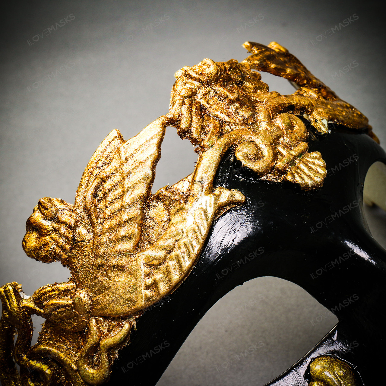 Roman Greek Emperor Warrior Glossy Black Venetian Mask with Gold Foil ...