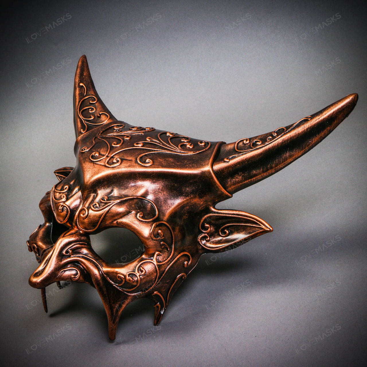 Demon Sharp Horn Ancient Devil Masquerade Mask - Copper - ILOVEMASKS.COM
