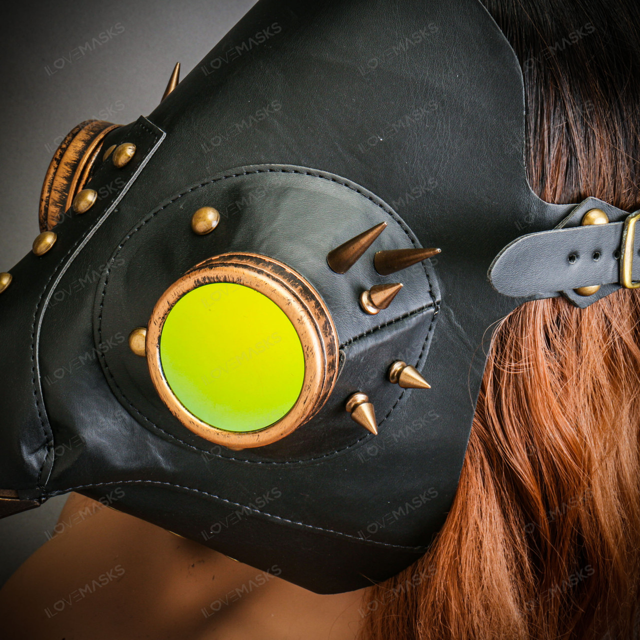 Steampunk Plague Doctor with Spike Goggle Curved Bird Beak Mask - Black ...
