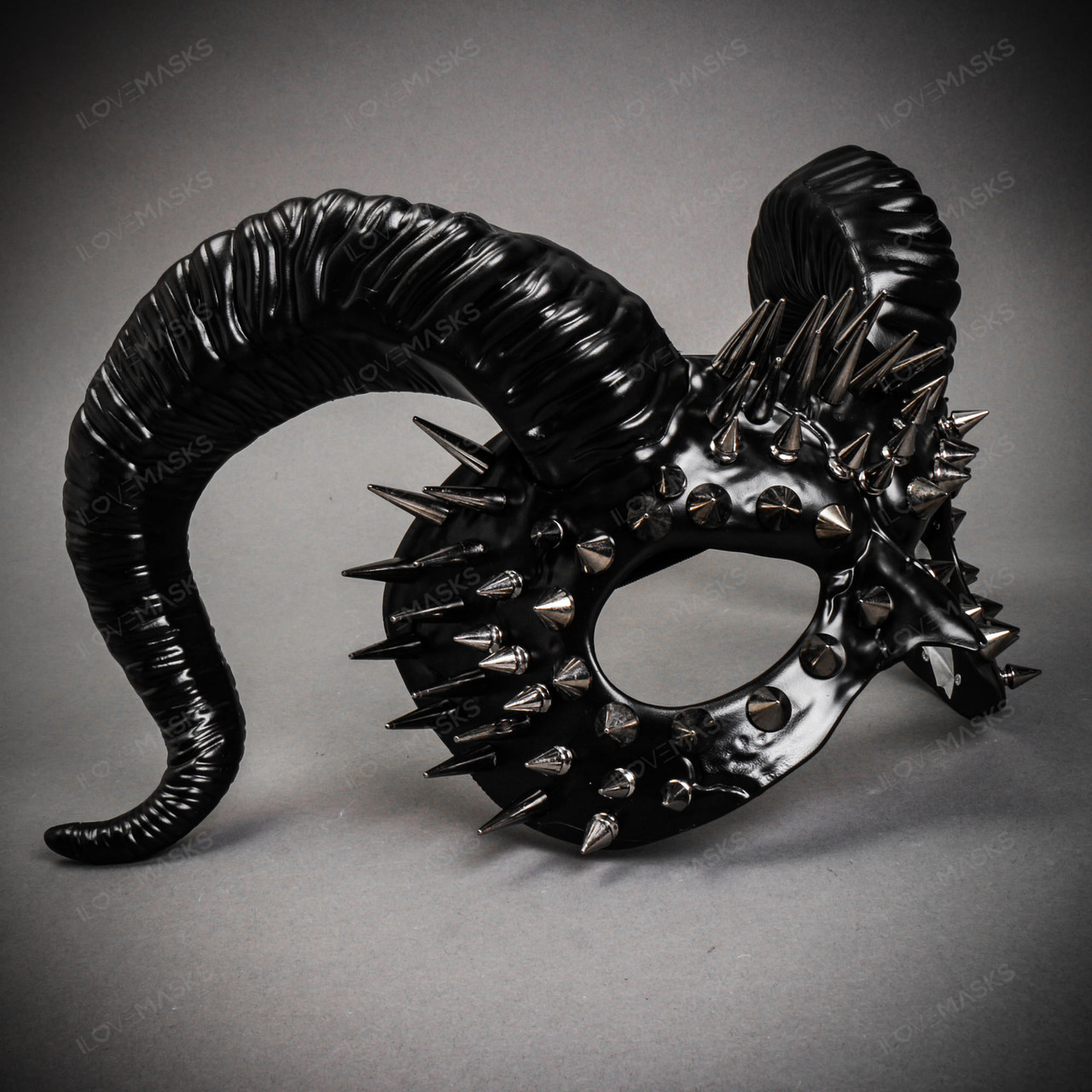 Demon Steampunk Spikes Devil with Back Twisted Horns Masquerade Eye ...