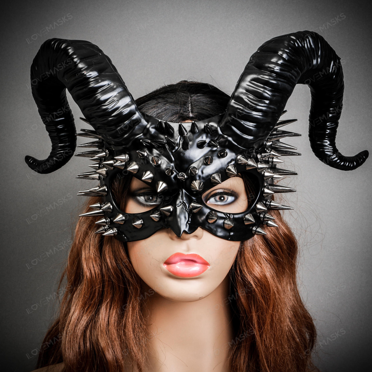 Demon Steampunk Spikes Devil with Back Twisted Horns Masquerade Eye ...