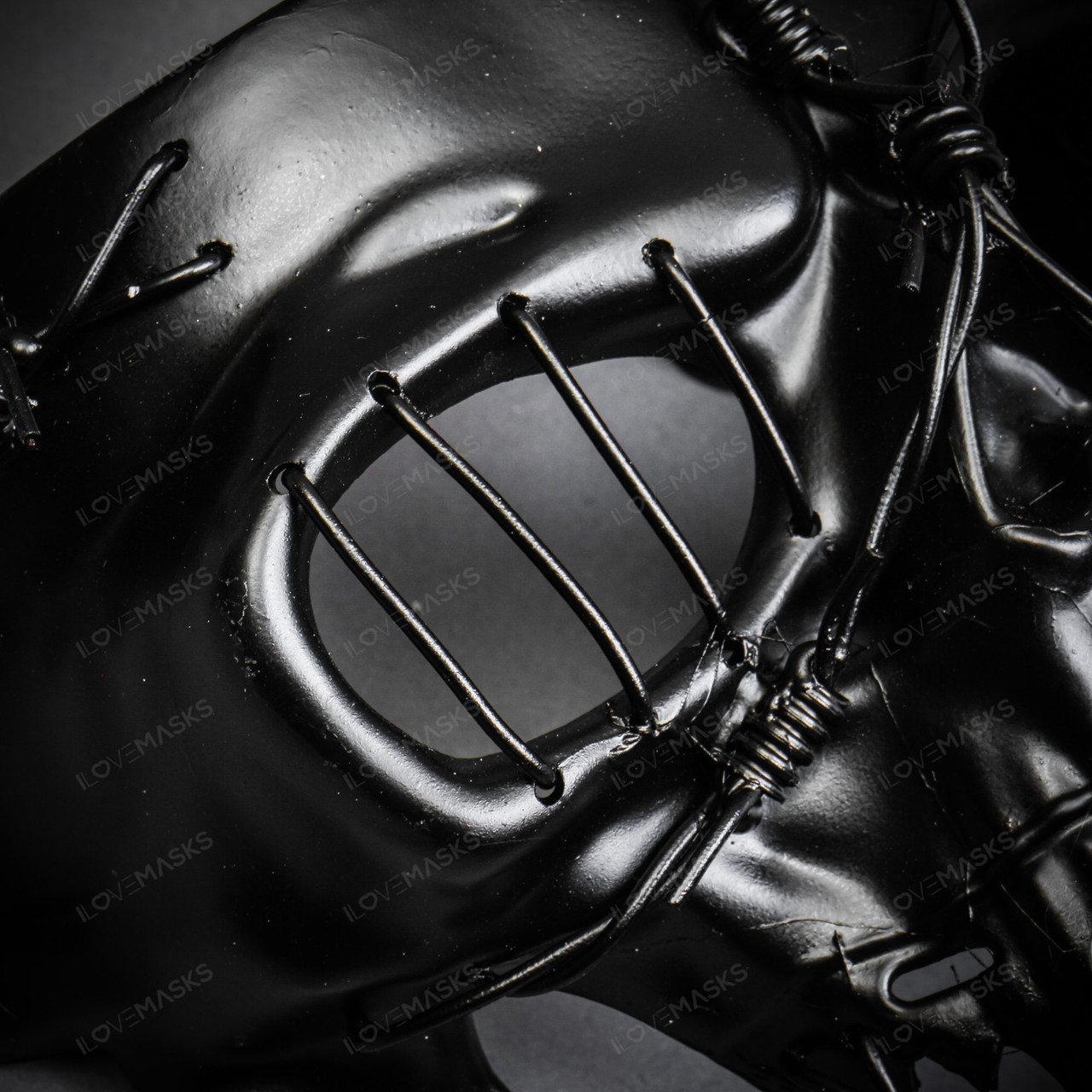 Pirate Wired Death Skull Masquerade Full Face Mask - Black