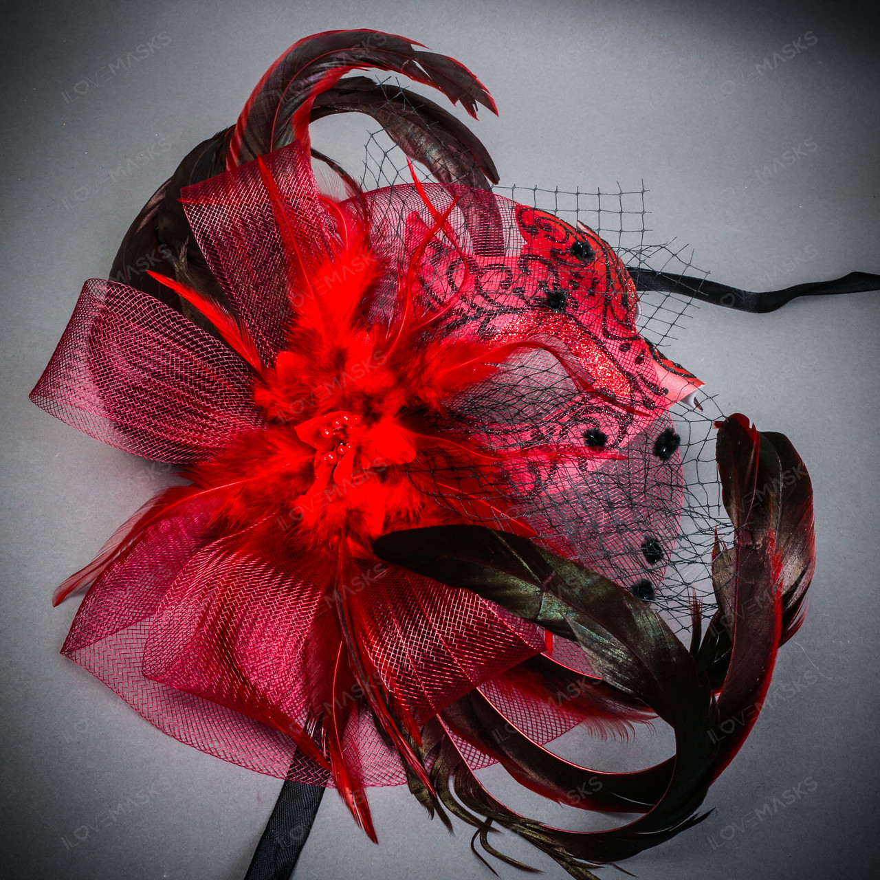 Elegant Sexy Fascinator Mesh with Glitter Feather Women Masquerade ...