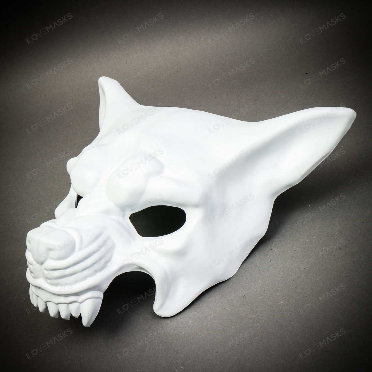 Angry Metallic Wolf Masquerade Mask - Black