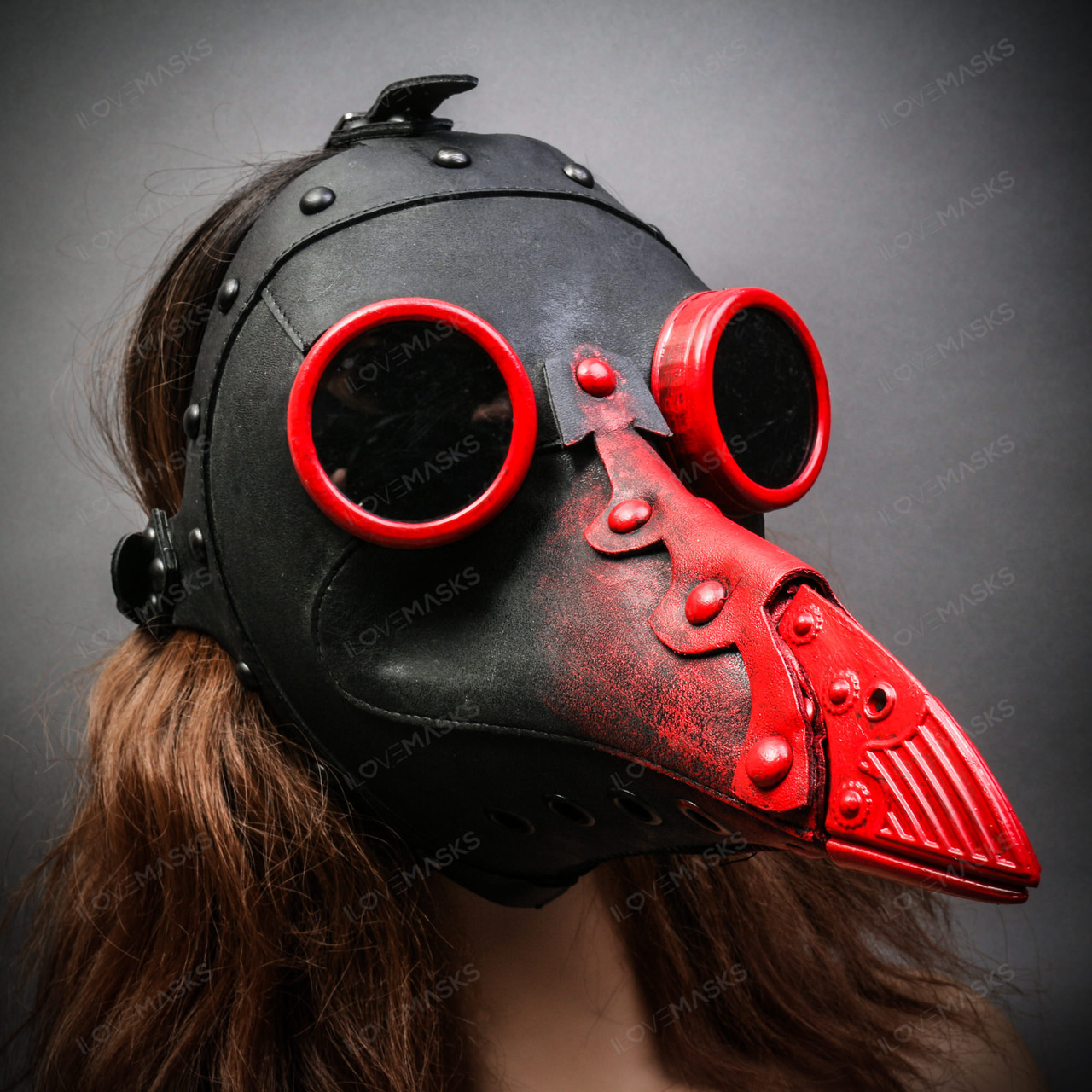 Steampunk Full Face Plague Doctor Mask - Grey