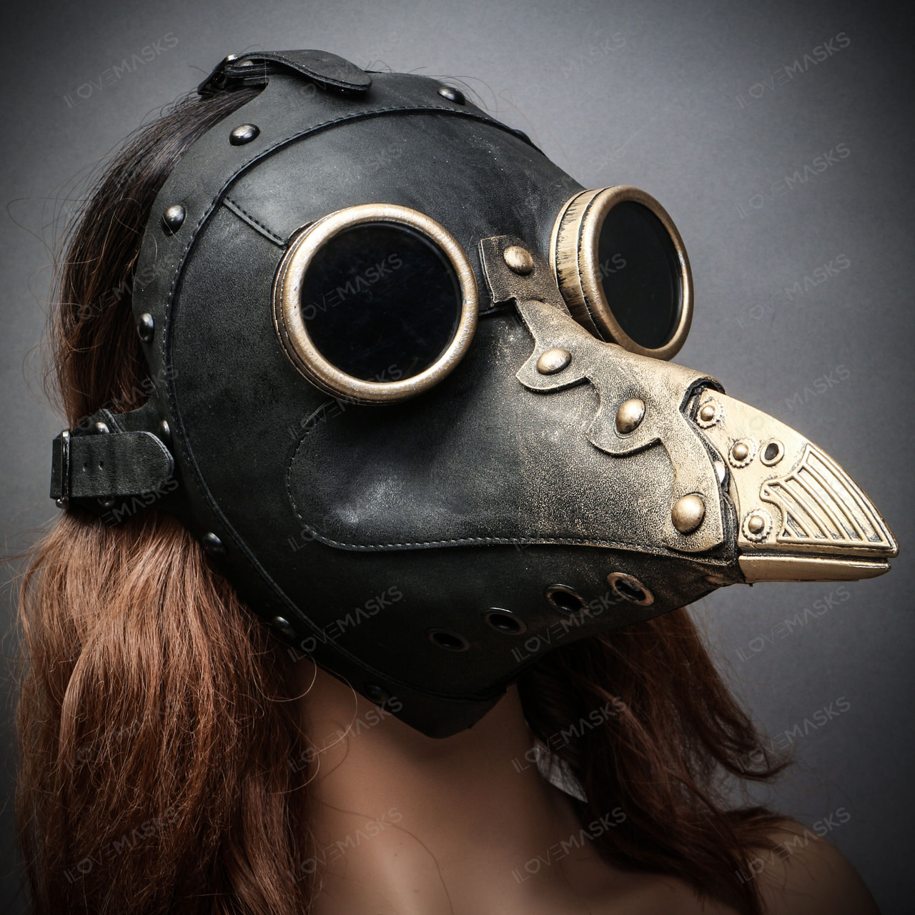 Steampunk Full Face Plague Doctor Mask - Grey